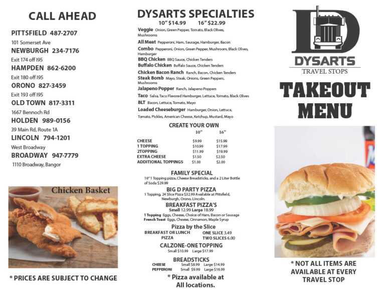 Menu Items - Dysart's Travel Stops